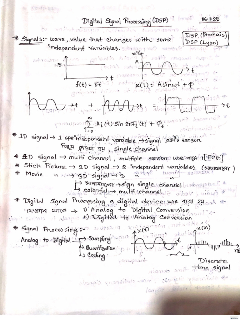 Digital Signal Processing handwritten classnote | PDF
