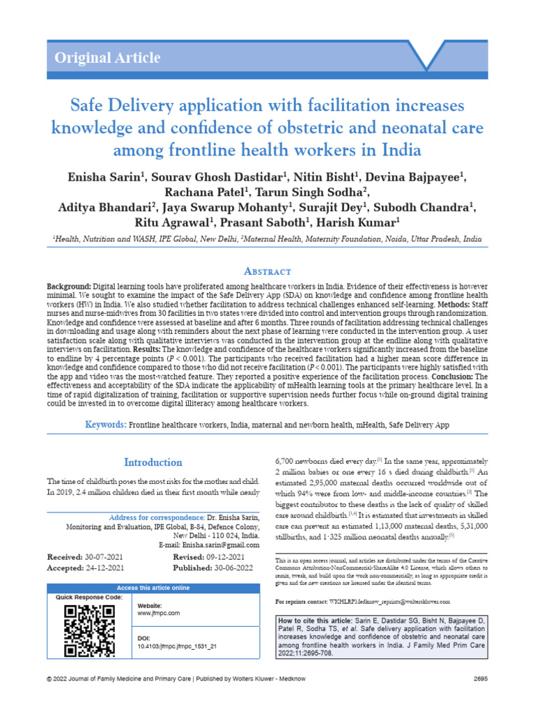 Impact of Safe Delivery App on Healthcare Workers | PDF | Health Care