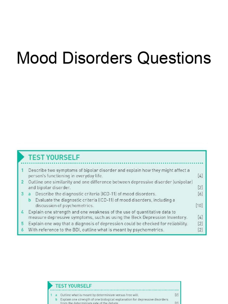 Mood Disorders Questions-1 | PDF