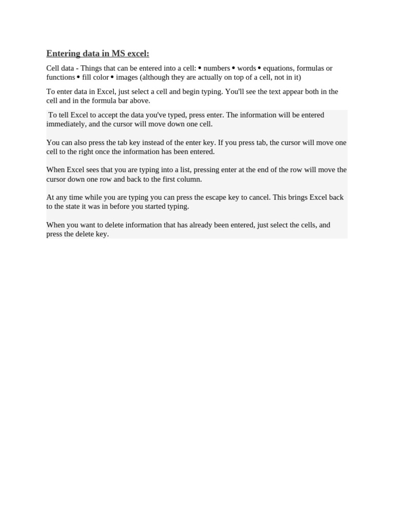 cs notes | PDF | Microsoft Excel