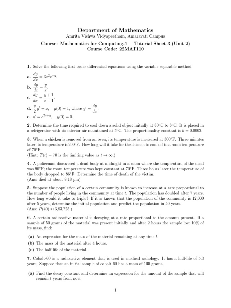 Tutorial Sheet 3 | PDF | Radioactive Decay | Force
