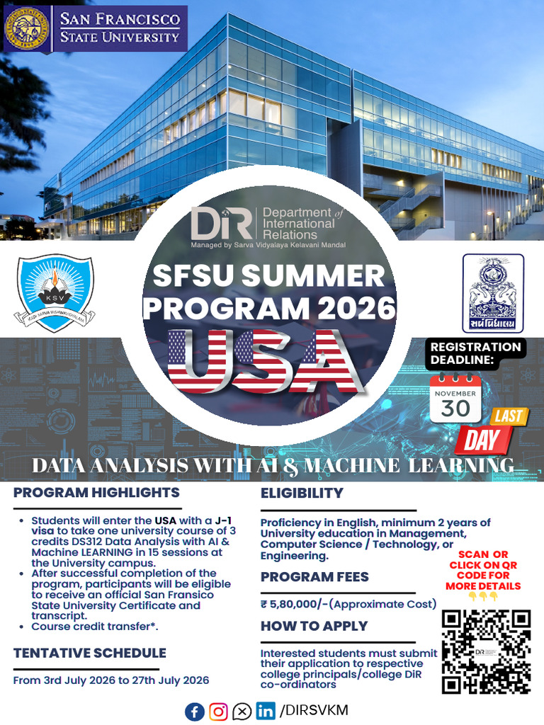 SFSU Summer-program 2026 AI & ML | PDF