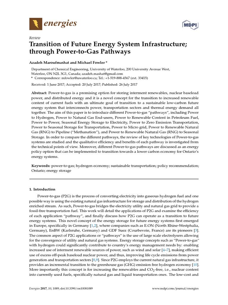 Transition of Future Energy System Infrastructure | PDF | Energy ...