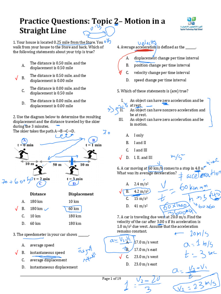 Chapter 2 Revision Motion in a Straight Line | PDF | Acceleration ...
