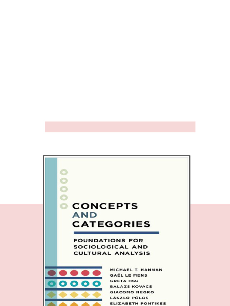 Concepts And Categories Foundations For Sociological And Cultural ...
