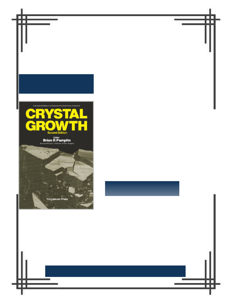 Crystal Growth International Series on the Science of the Solid State ...