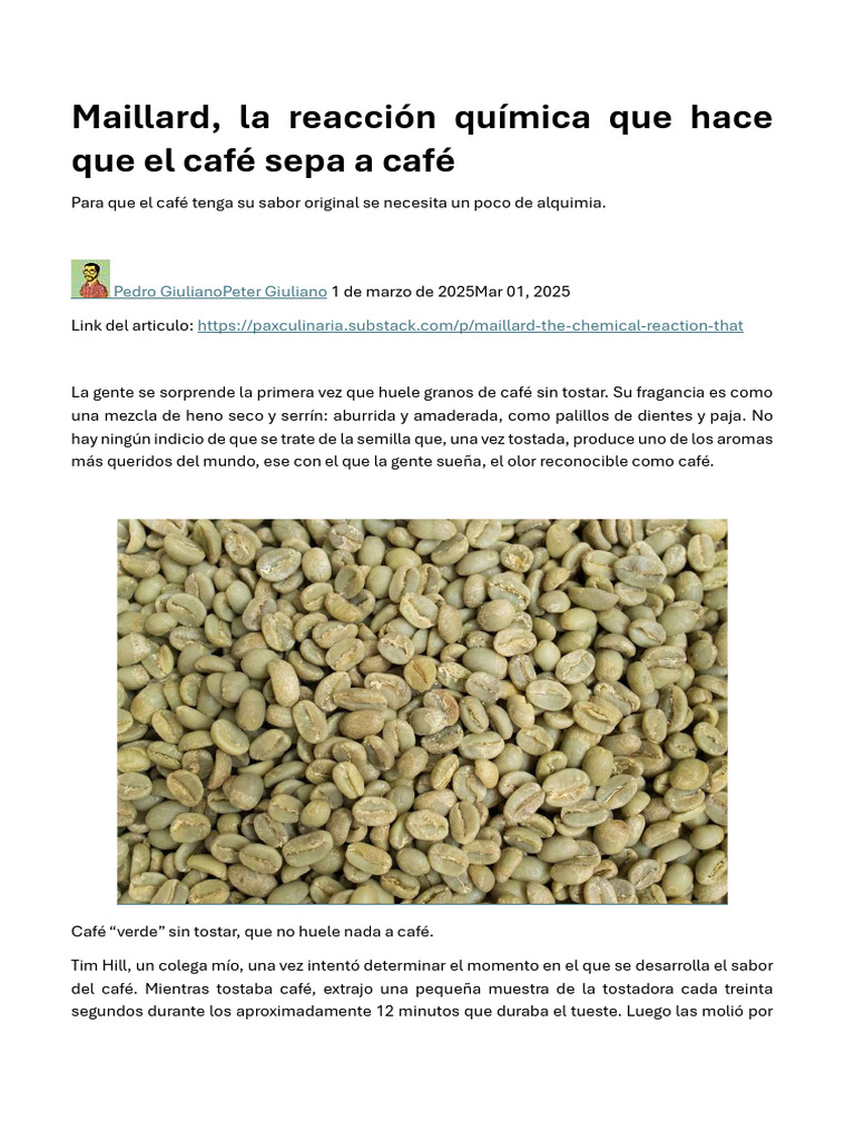 Maillard: El Secreto del Sabor del Café | PDF | café | Chocolate