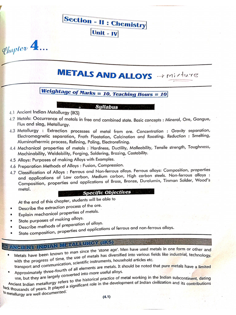 Lesson No 4 Metals and Alloys | PDF