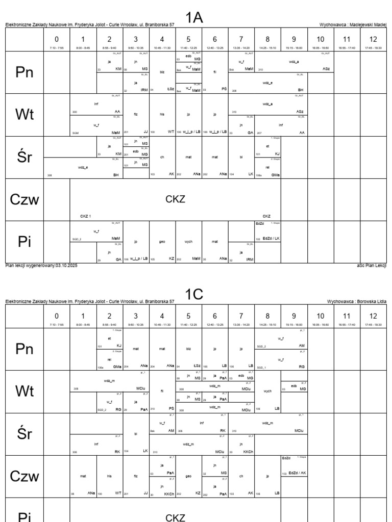 Plan_klas_od_06_10_2025 | PDF