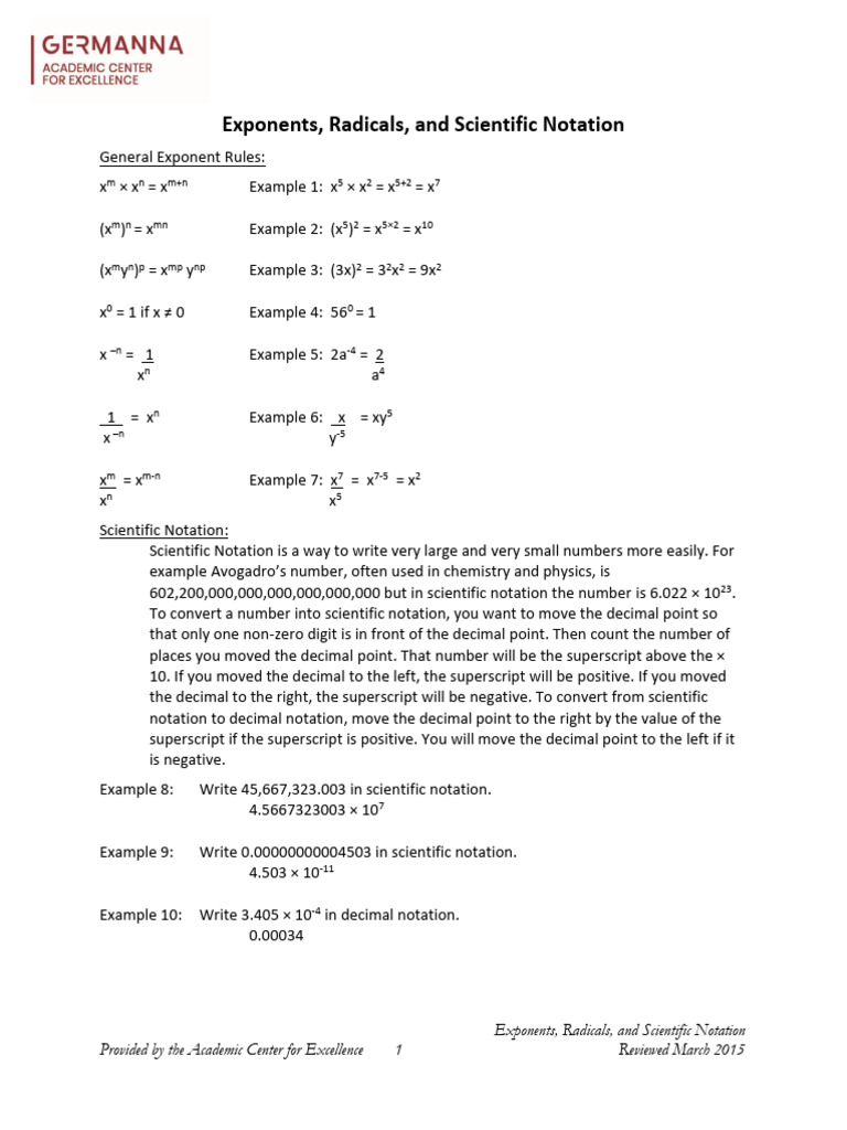 Exponents and Radicals Explained | PDF | Algebra | Discrete Mathematics