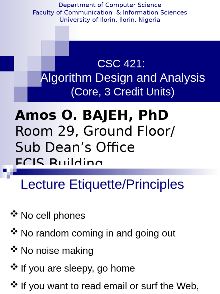 Algorithm Design and Analysis Course | PDF | Time Complexity ...