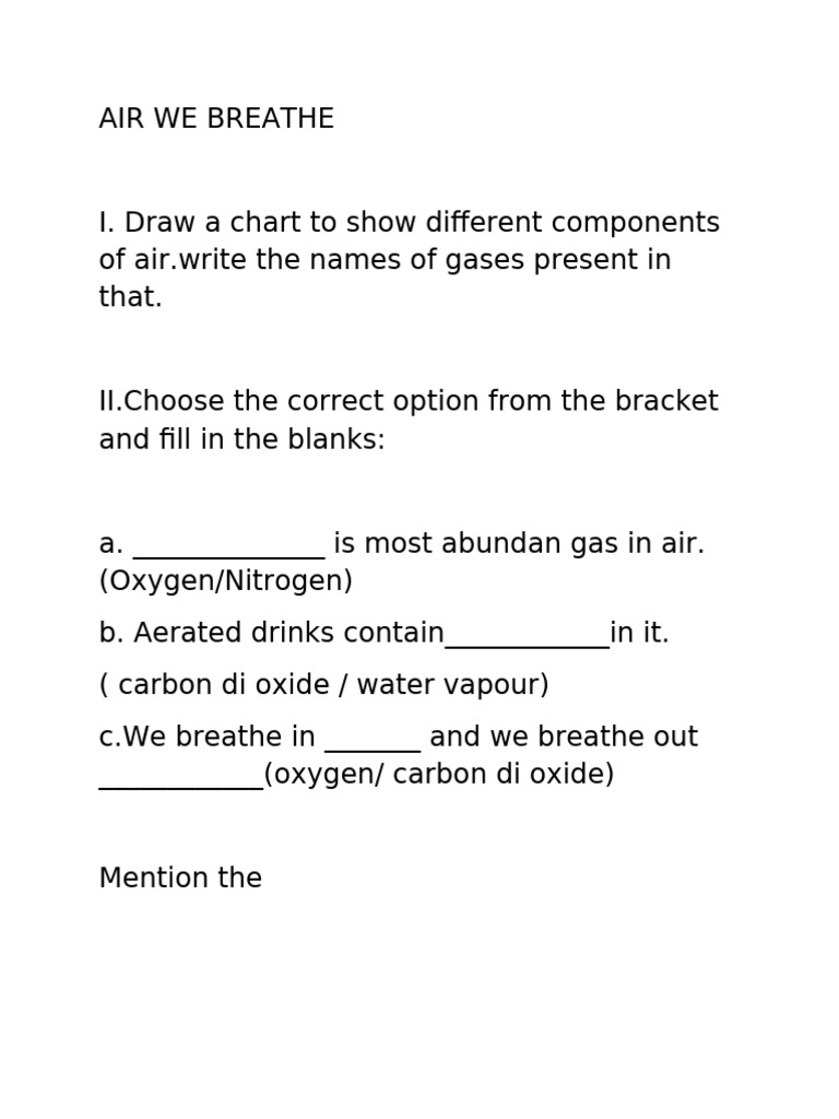 Components of Air and Breathing Facts | PDF