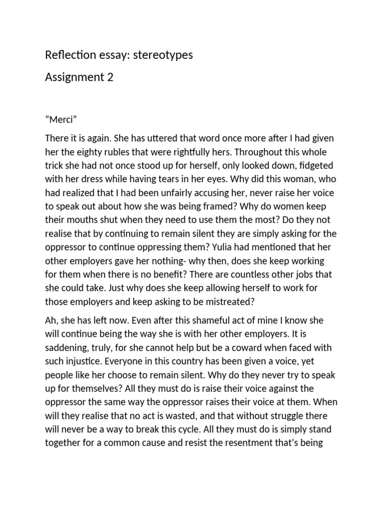 Reflection essay 2!!!!!! | PDF