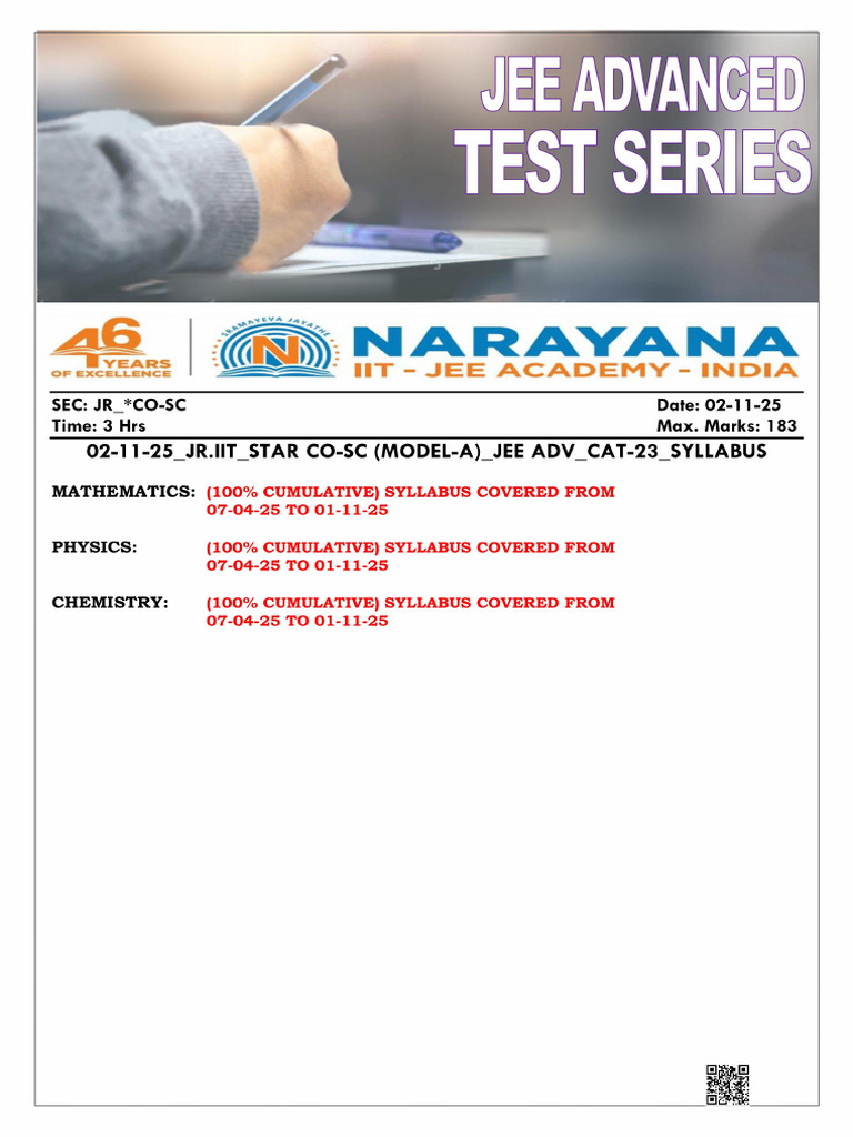 02-11-2025 Jr.iit Star Co-sc(Model-A) Jee Adv 2017(P-II) Cat-23 Qp | PDF