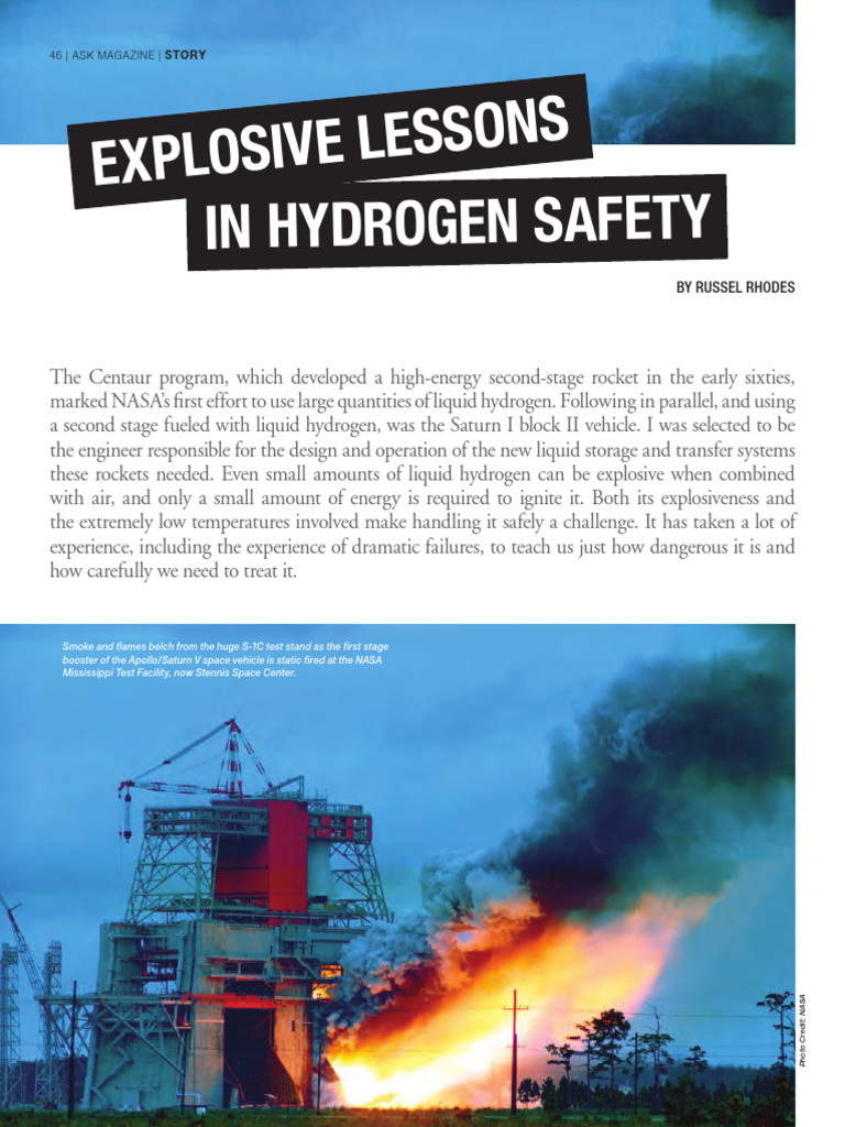 Explosive Lessons in Hydrogen Safety | PDF | Saturn I | Saturn (Rocket ...