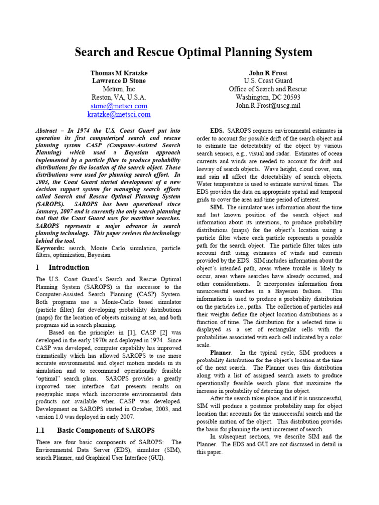 SAROPS: Advanced Search Planning System | PDF | Statistical Theory ...