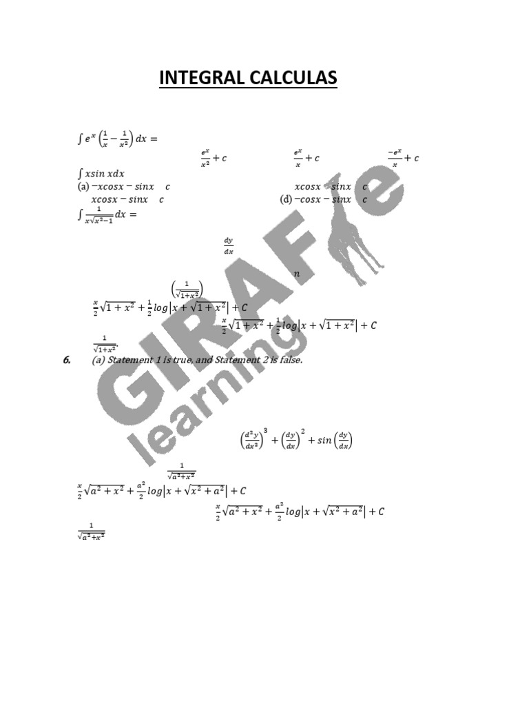 2nd Puc Integral Calculas Important Qb | PDF | Tangent | Differential ...