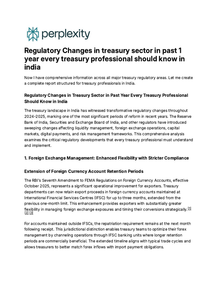 Regulatory Changes in Treasury Sector in Past 1 Ye | PDF | Repurchase ...