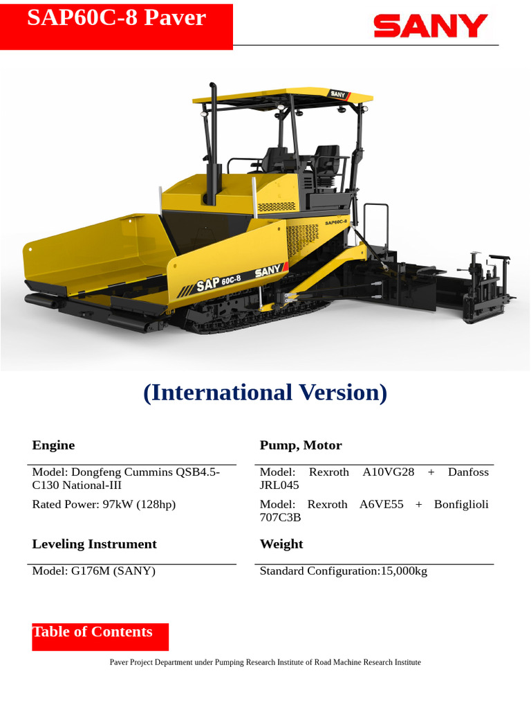 1_SAP60C-8摊铺机营销宝典【国内V2版】2020.02.14—英文版_1 | PDF | Pump | Engines