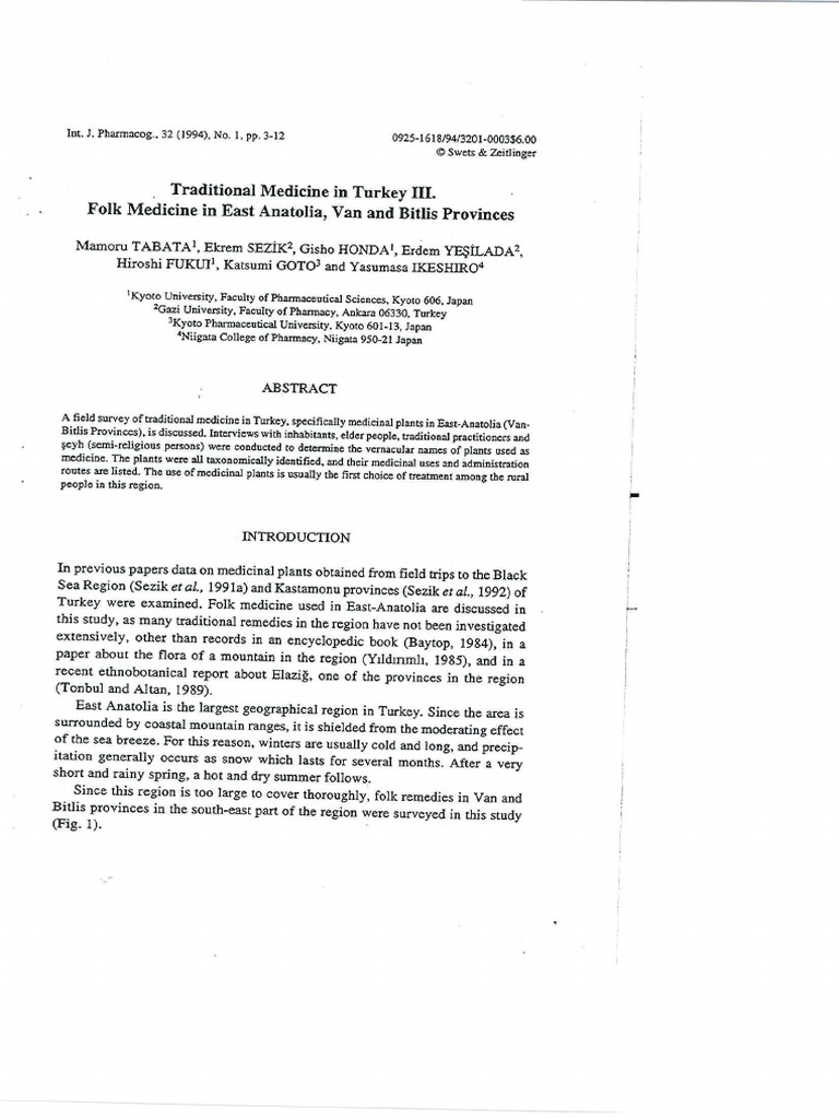 Traditional Medicine in Turkey III Folk | PDF