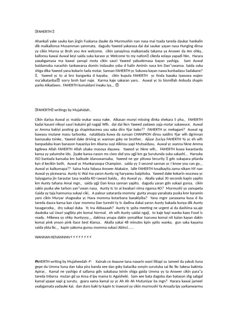 Faherts Book 1 Complete Hausa Novel by Buloga.com.Ng | PDF