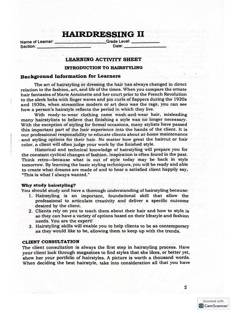 G 10 Hairdressing | PDF