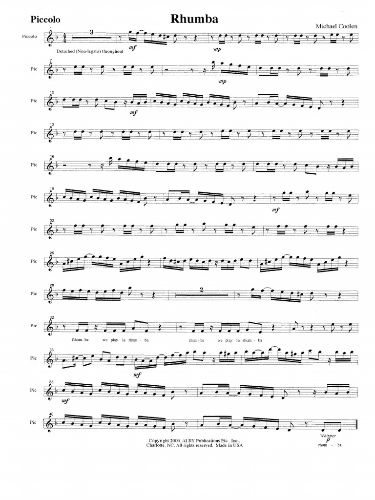 Rhumba for Flute by Michael Coolen | PDF