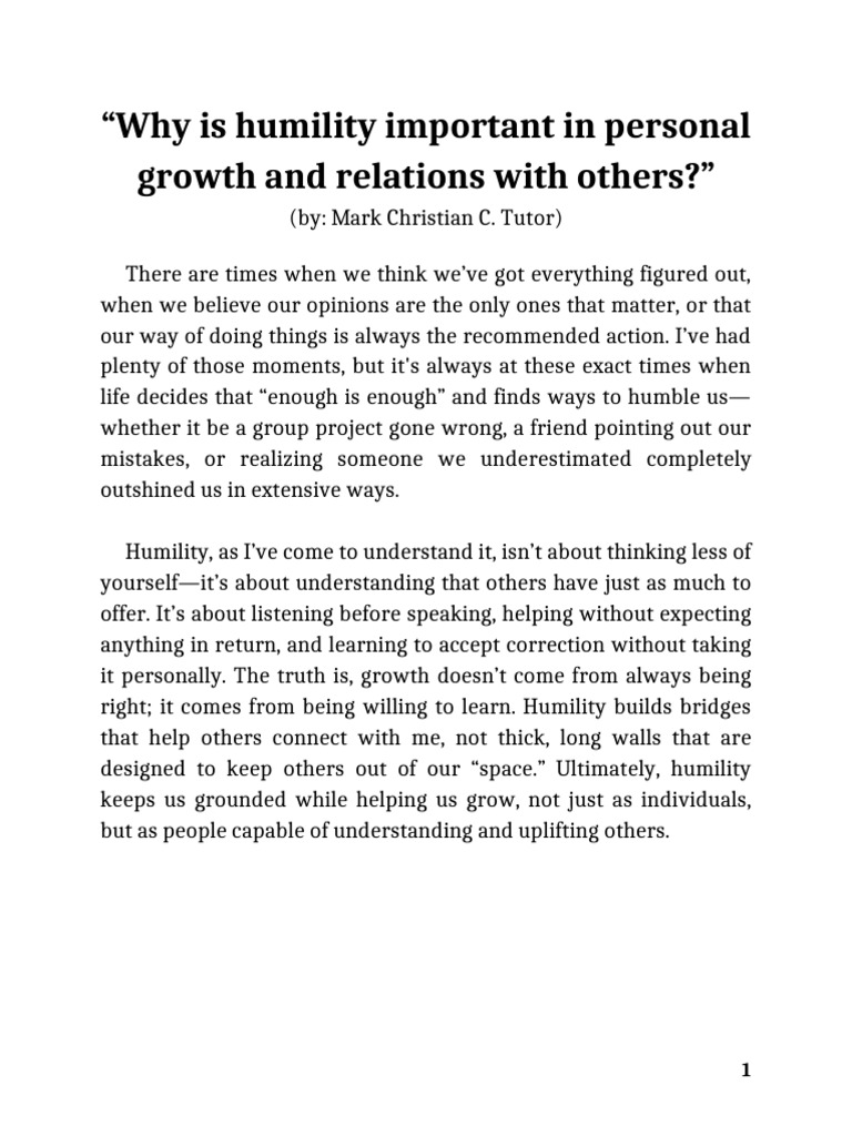 Importance of Humility in Growth | PDF