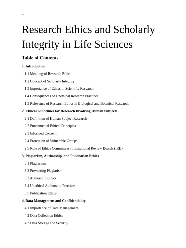 Research Ethics in Life Sciences Guide | PDF | Plagiarism | Informed ...