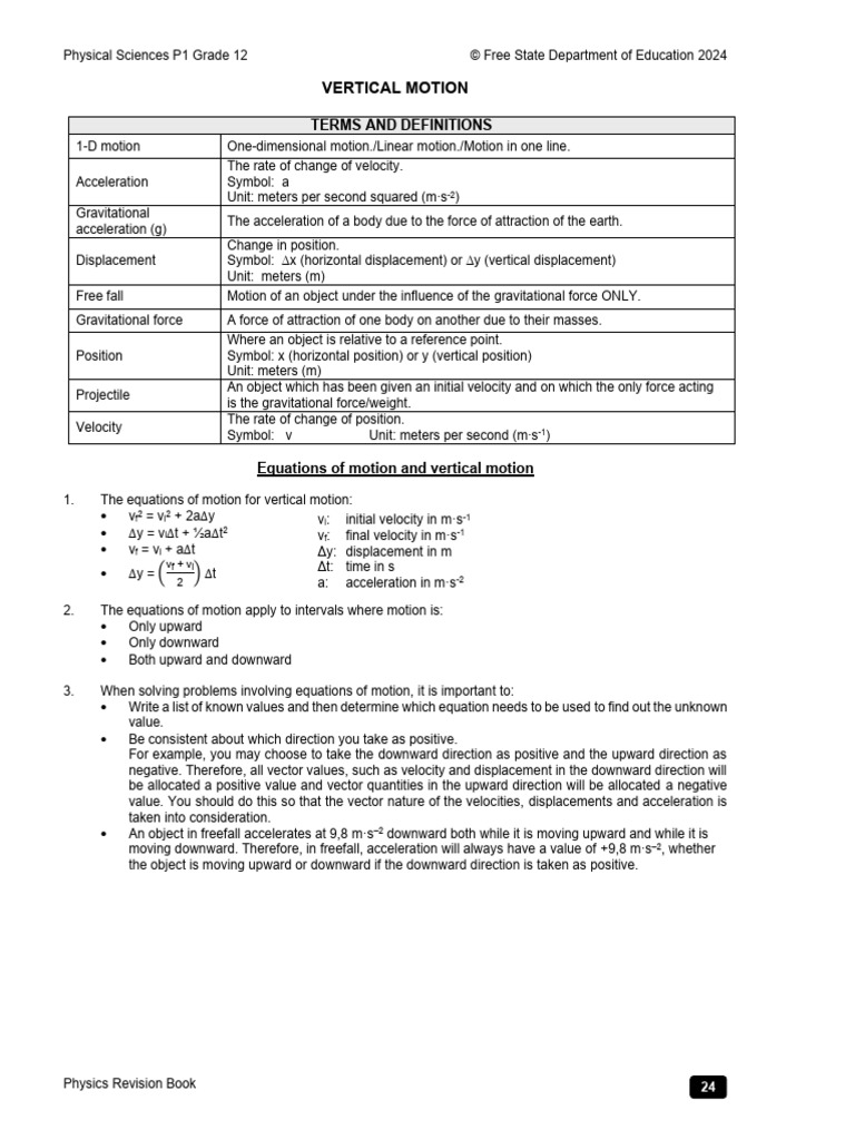 Grade 12 Physics: Vertical Motion Guide | PDF | Force | Velocity