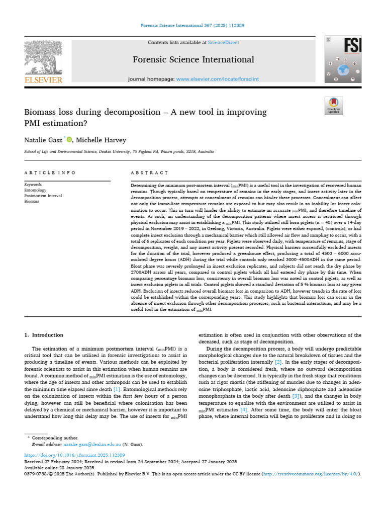 Biomass Loss During Decomposition a New Tool in 2025 Forensic Science ...