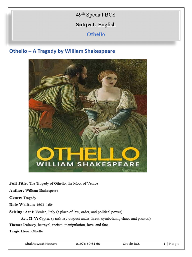 Othello: Shakespeare's Tragic Masterpiece | PDF | Othello | Iago