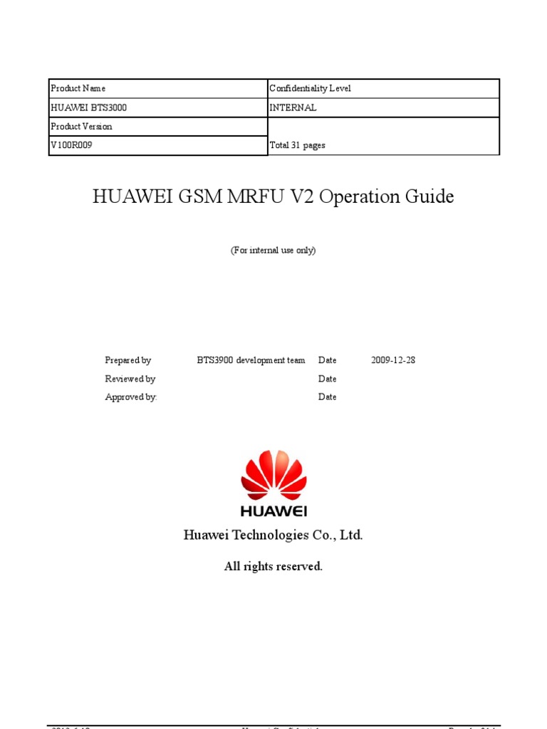 Huawei GSM Mrfu v2 Operation Guide - 20100909 - A - v1.3 | PDF | Gsm ...