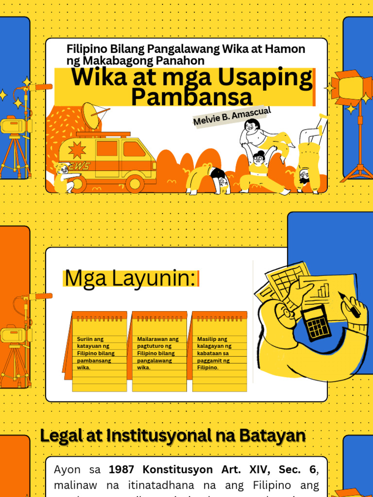 Filipino Bilang Pangalawang Wika Activity in Yellow and Blue Whiteboard ...