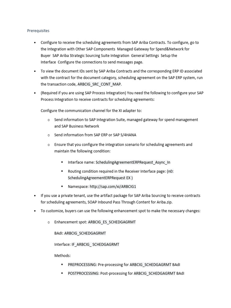 SAP Ariba Scheduling Agreement Setup Guide | PDF