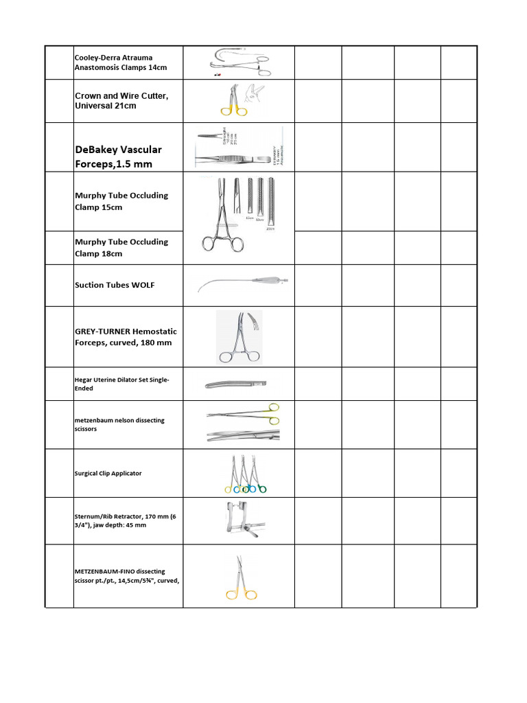 Surgical Instrument Inventory List | PDF