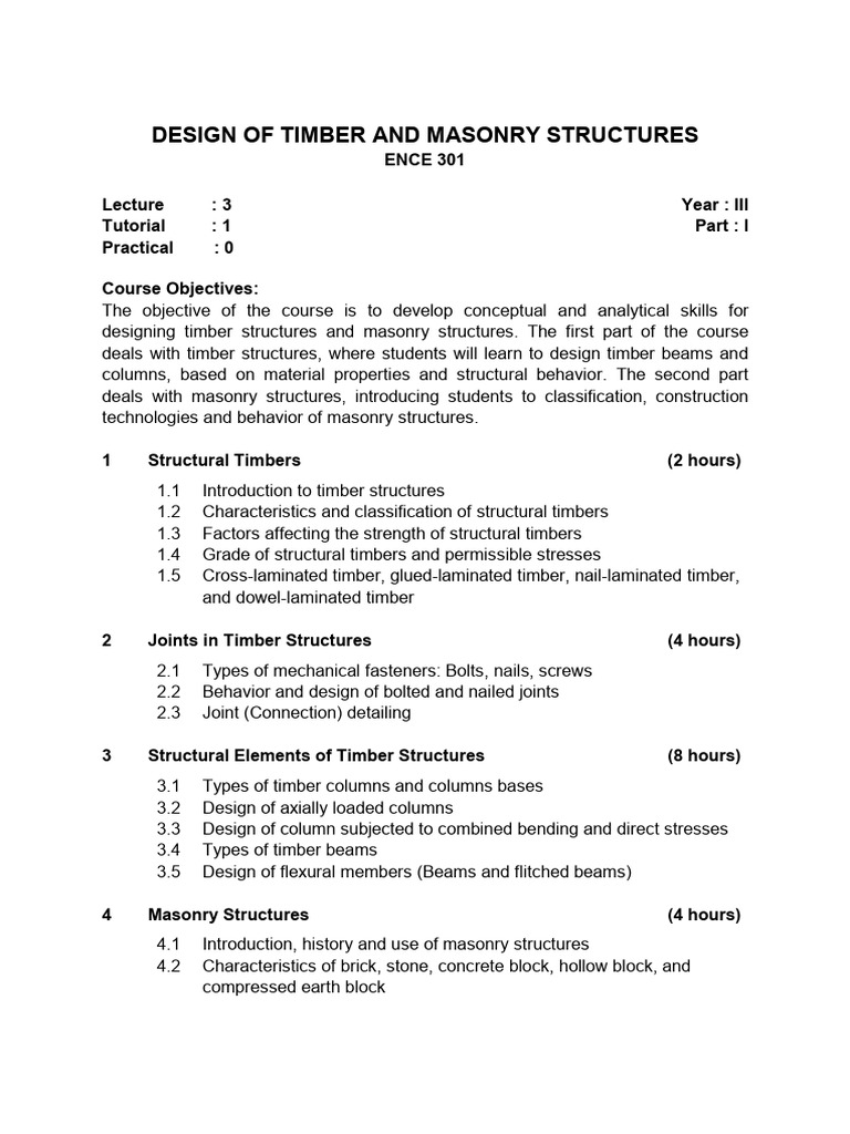 Timber and Masonry Structures Design | PDF | Sewage Treatment ...