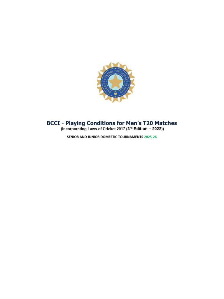 BCCI Men T20 PC | PDF | Cricket | Ball And Bat Games