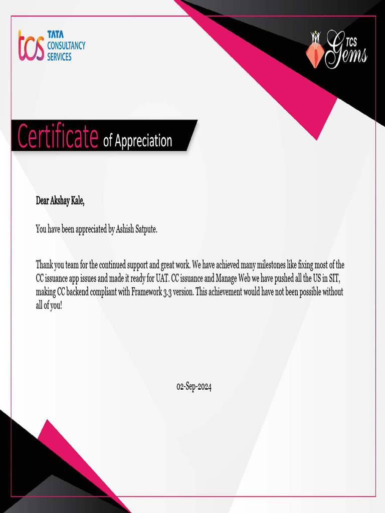 Appreciation Certificate | PDF