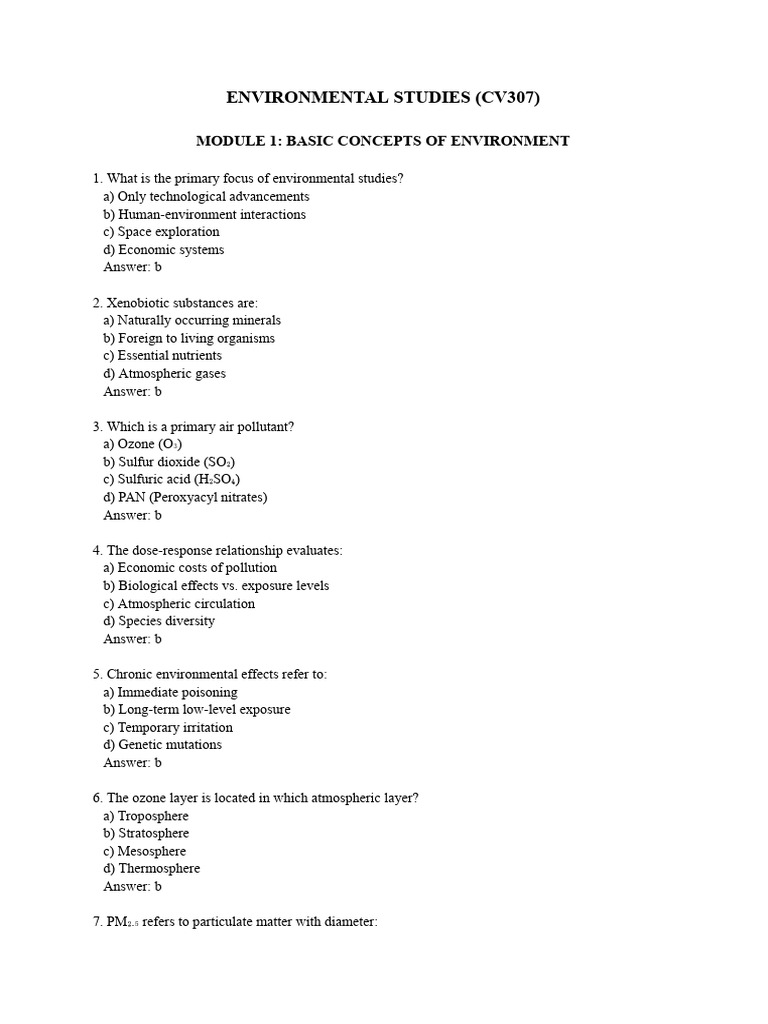 EVS MODULE 1 MCQ.docx | PDF | Atmosphere Of Earth | Air Pollution