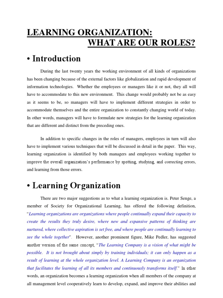 Learning Organization 1 | PDF | Strategic Management | Learning