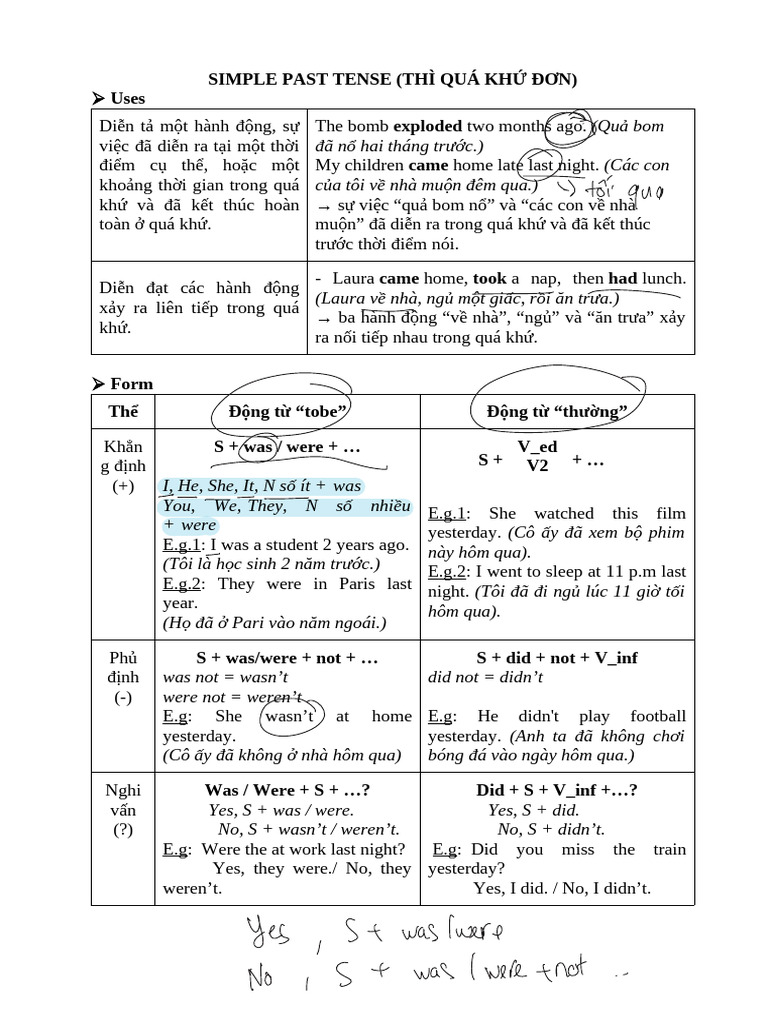 Simple Past Tense | PDF