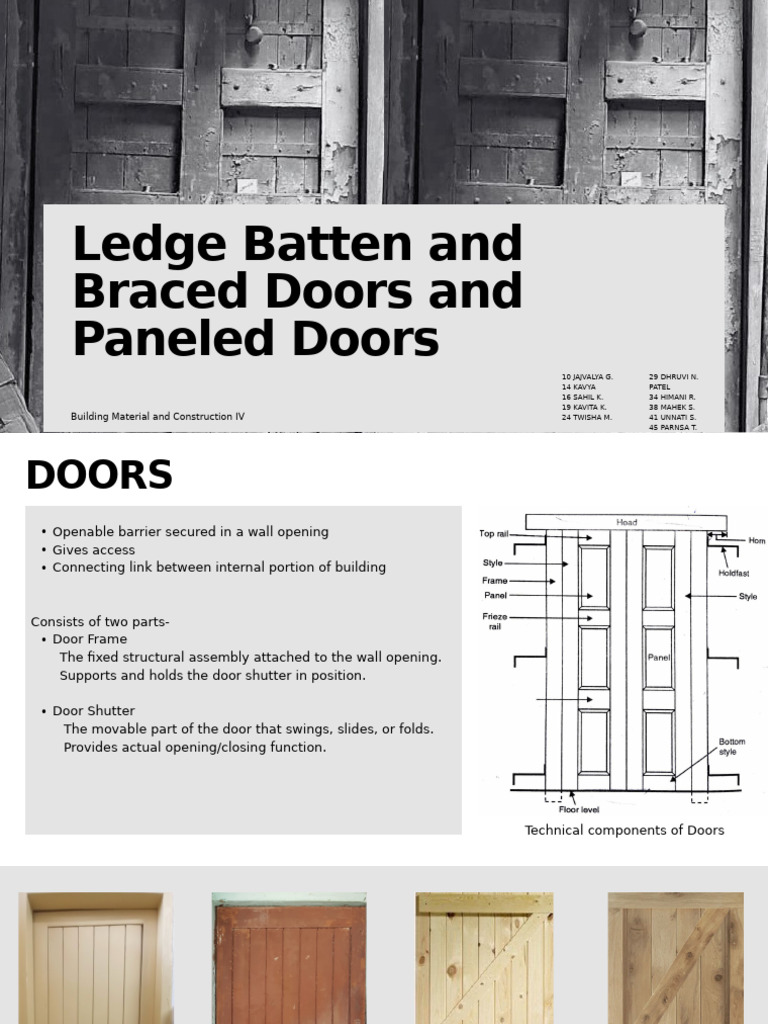 Types of Doors: Ledge, Batten, and Panel | PDF | Door | Civil Engineering