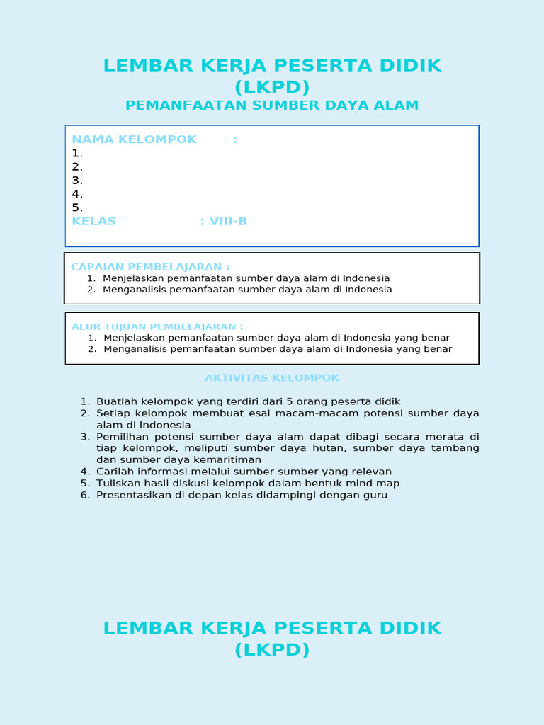 LKPD Pemanfaatan Sumber Daya Alam | PDF