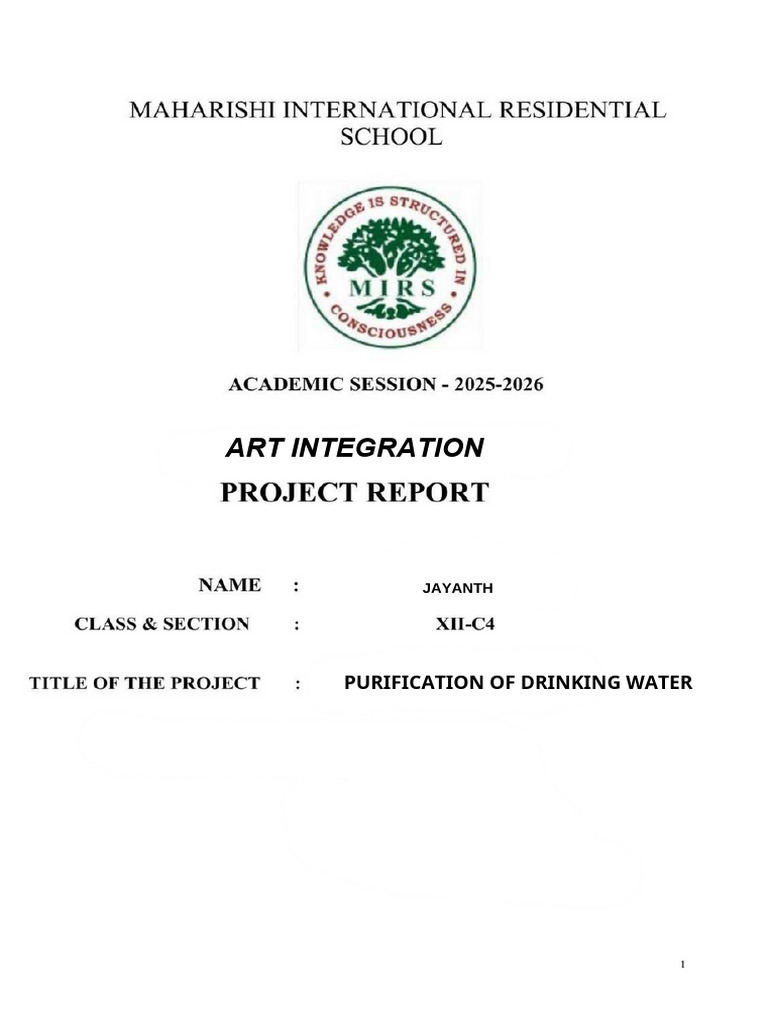 Art Integration Project | PDF | Water Purification | Water