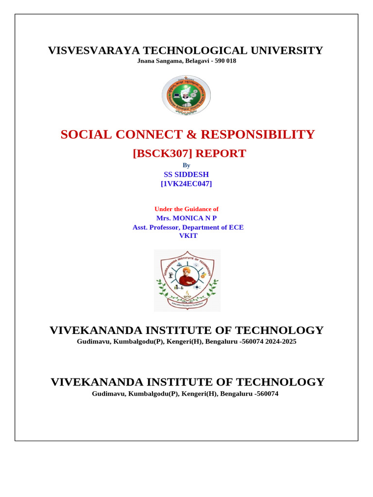 Front Page For SCR Report FINAL Print SS SIDDESH | PDF