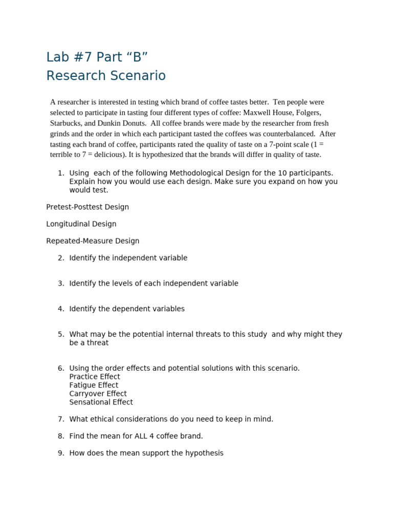 Coffee Taste Test Methodology Analysis | PDF