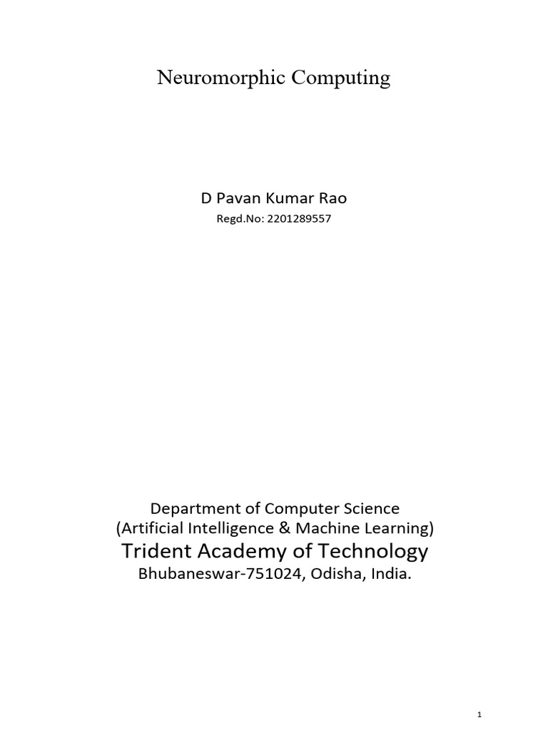 Neuromorphic Computing Seminar Report | PDF | Deep Learning | Neuroscience