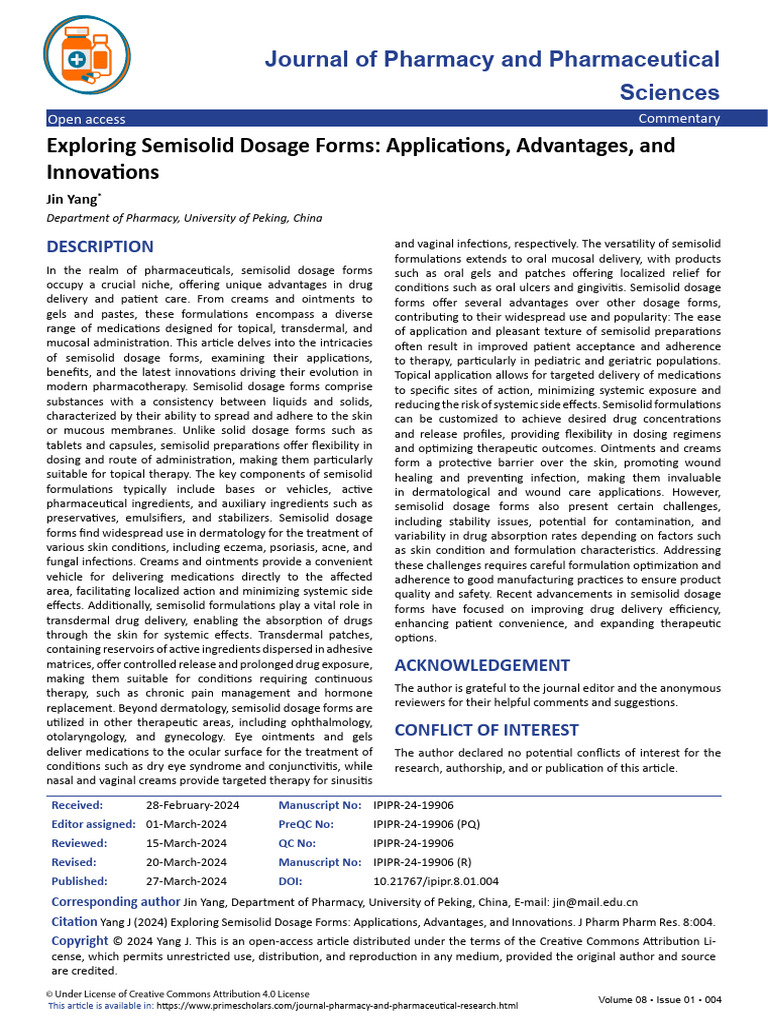 Exploring Semisolid Dosage Forms Applications Advantages and ...