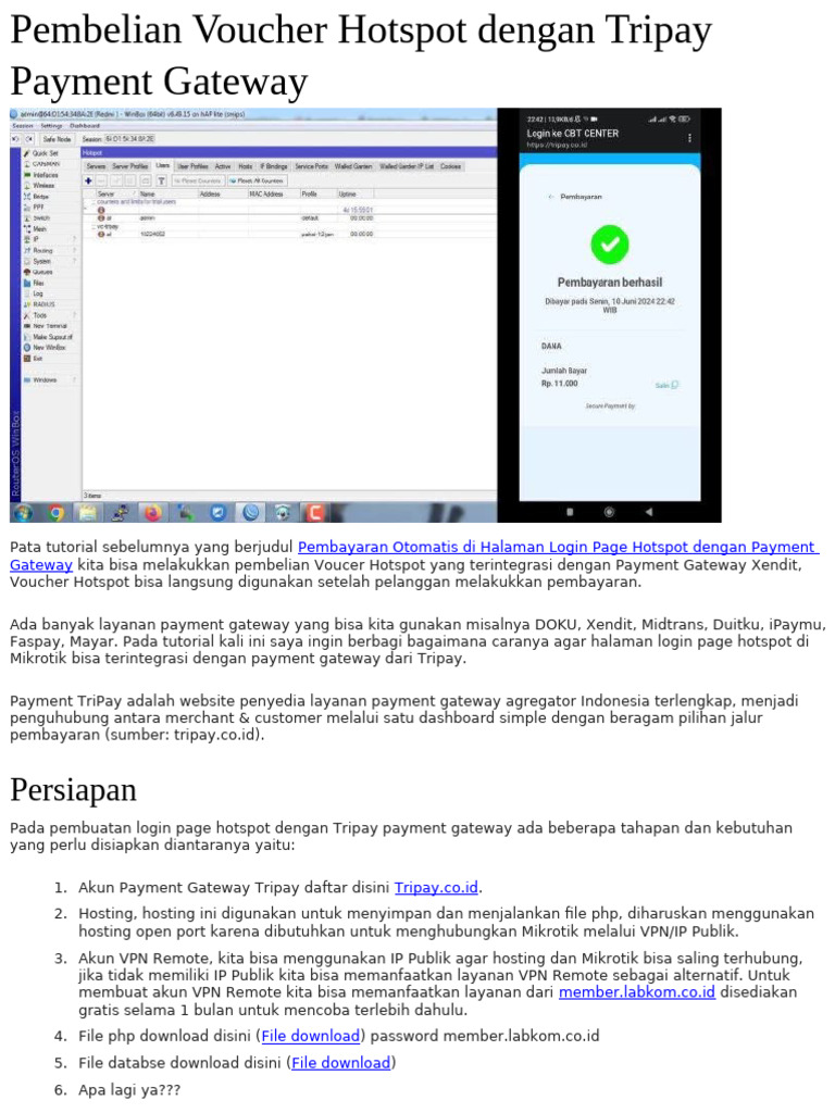 Integrasi Voucher Hotspot dengan Tripay | PDF